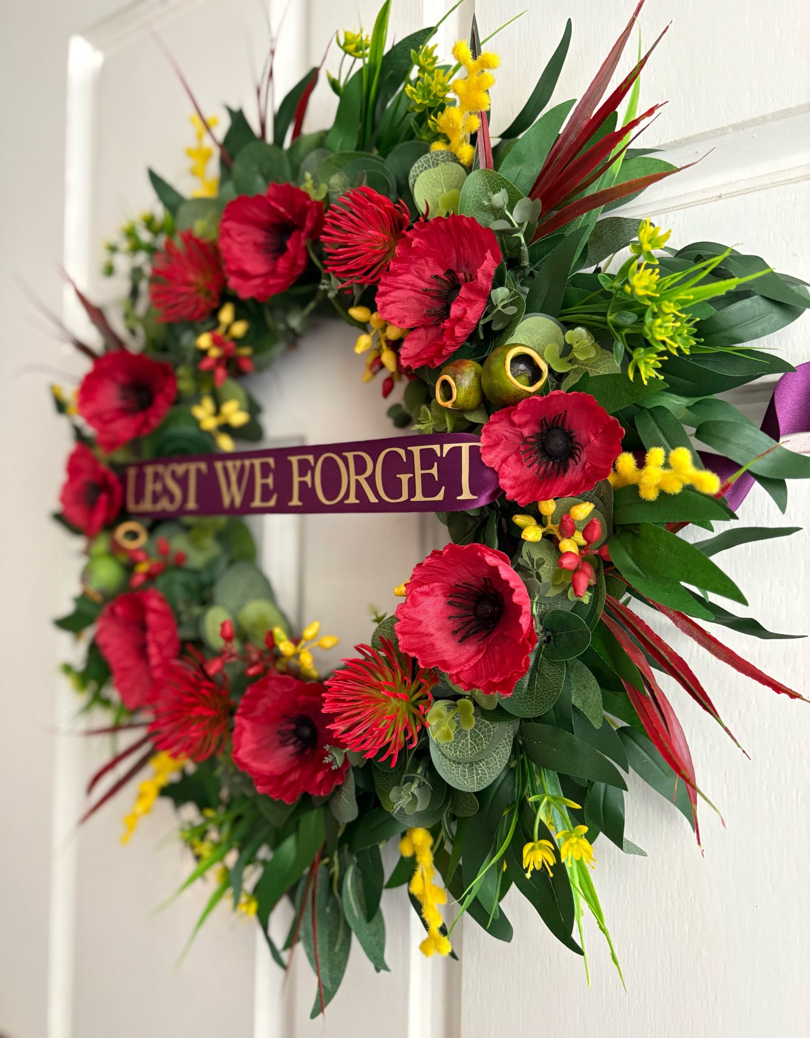 ANZAC Day Poppy Handcrafted Native EVERLASTING Wreaths – Wattle + Twig