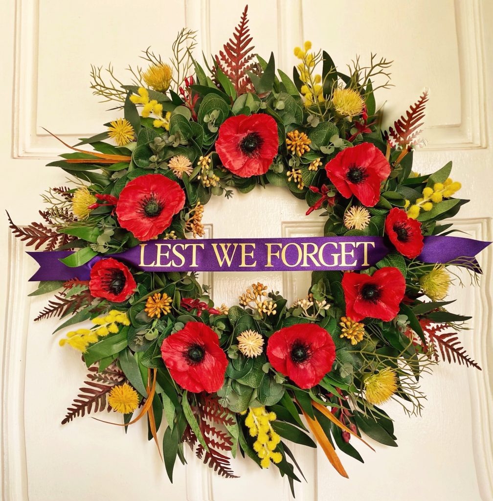 ANZAC Day Poppy Handcrafted Native Wreath (Please read 2ND NOTE prior ...
