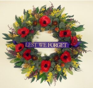 ANZAC Day Poppy Handcrafted Native Wreath – Wattle + Twig